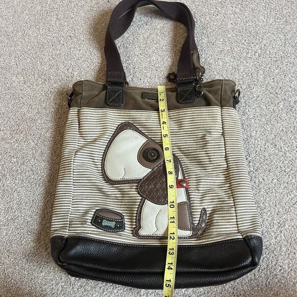 Chala | Bags | Chala Brown And White Stripe Lined Canvas Tote Bag Dog ...